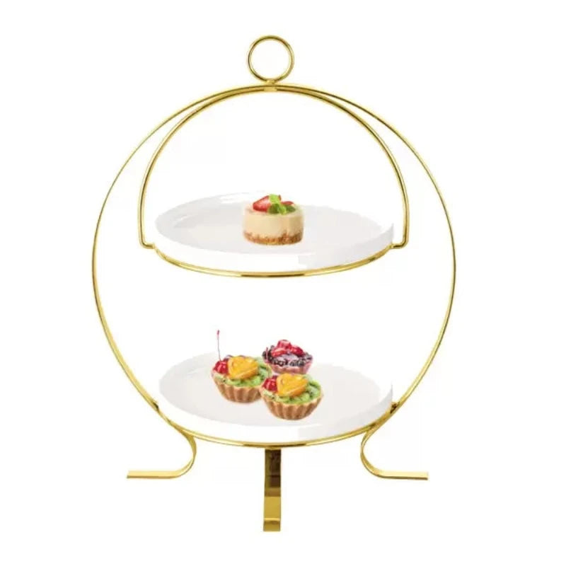2 Tier Plates With Gold Stand 8.25" by JB Saeed Studio | Complete Home ...