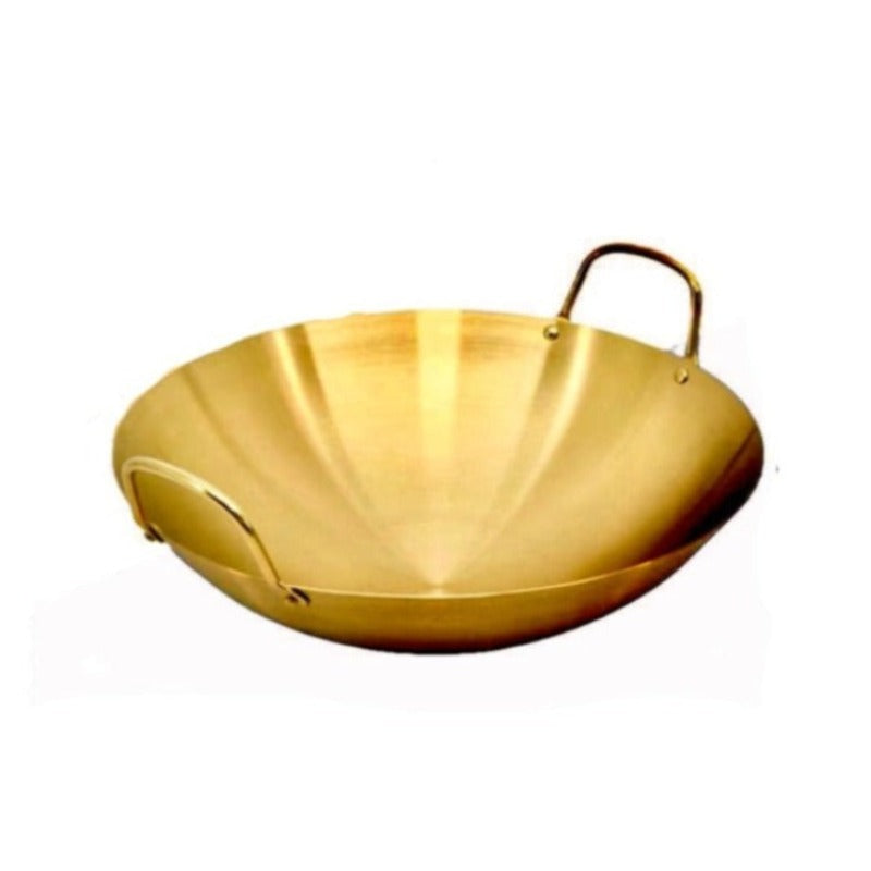 Stainless Steel Gold Plated Wok 28cm by JB Saeed Studio | Imported ...