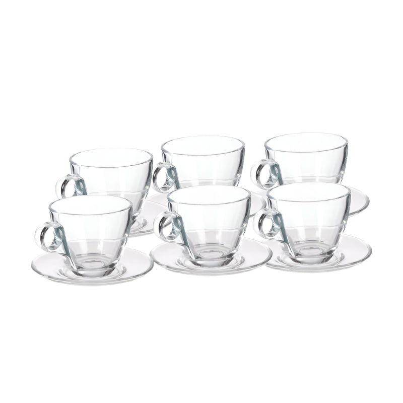 Glass Tea Cup 170ml With Saucer (Set of 6) by JB Saeed Studio | Buy ...