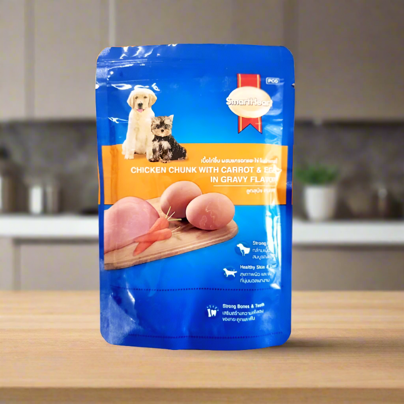 SmartHeart Pouch Wet Dog Food Chicken Chunk with Carrot & Egg 80gm by ...