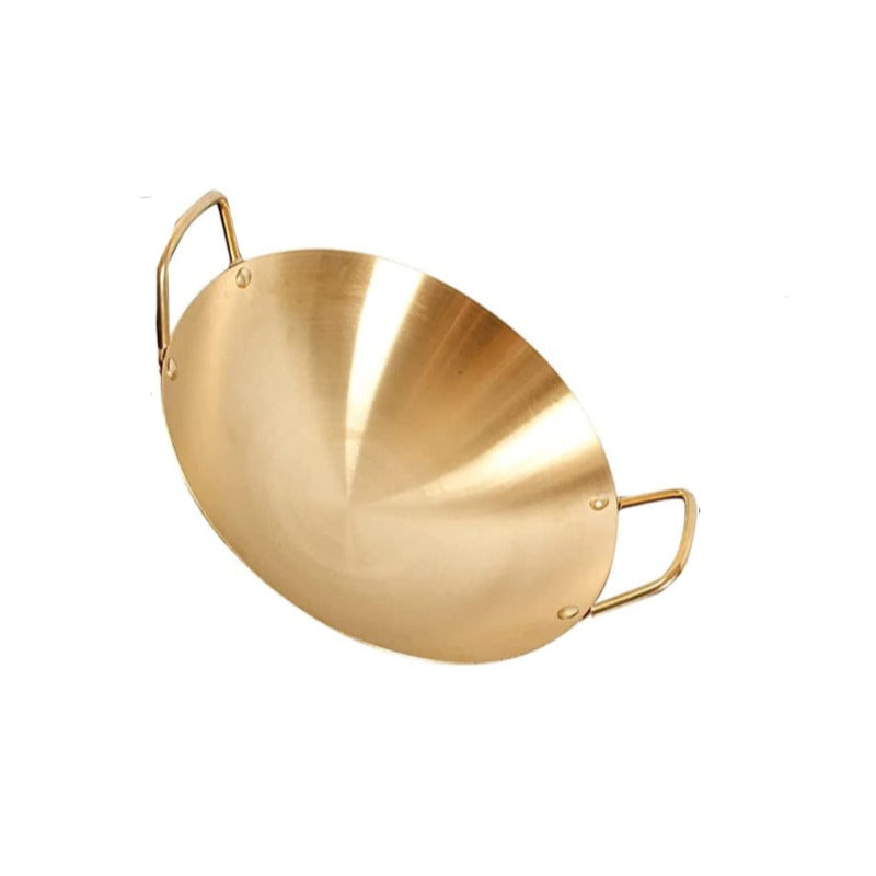 Stainless Steel Gold Plated Wok 28cm by JB Saeed Studio | Imported ...