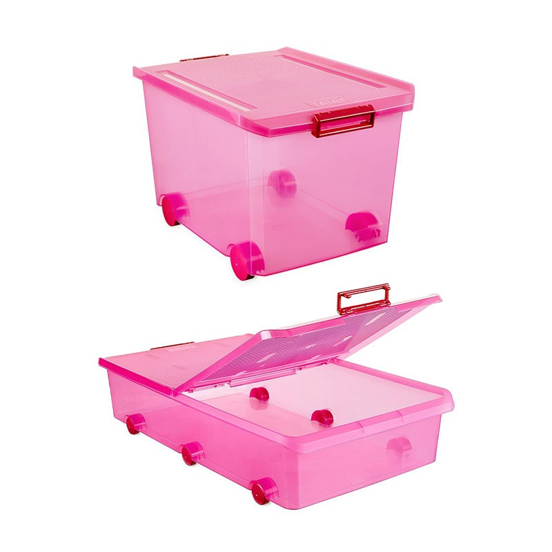 Durable and Spacious Fuchsia Storage Boxes with Wheels – JBSaeed Studio