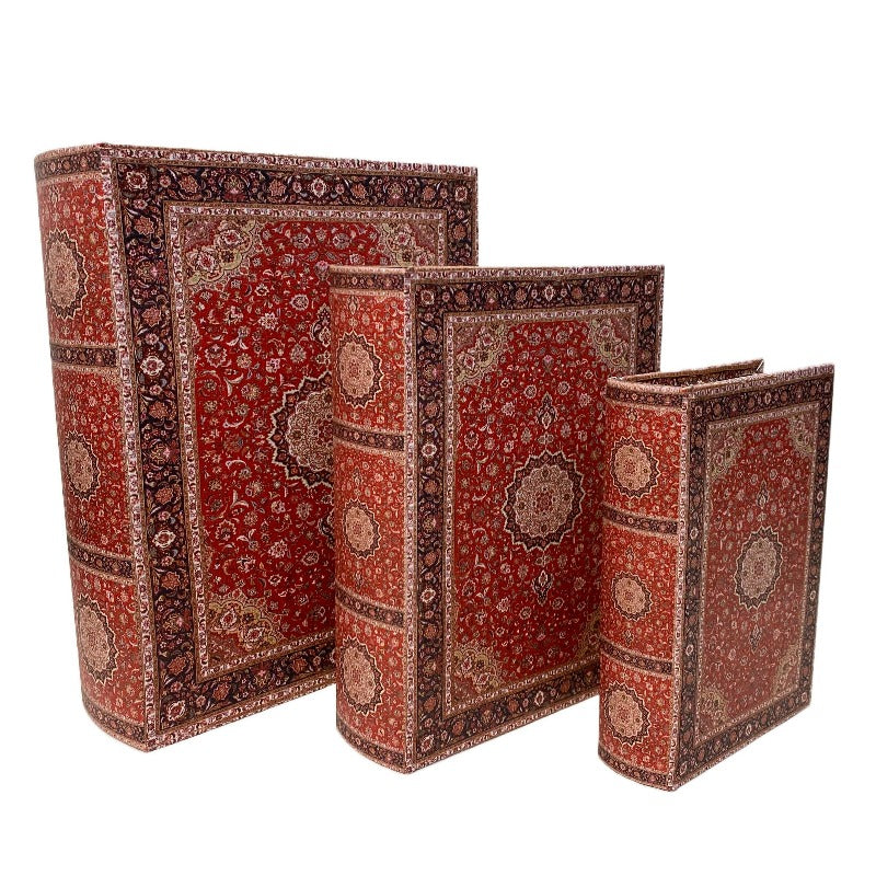 Decorative Book Storage Box Shiny Red (Set of 3) by JB Saeed Studio ...