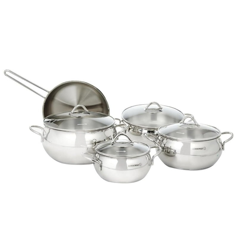Korkmaz Stainless Steel Cookware 9 Piece Set Tombik by JB Saeed Studio ...