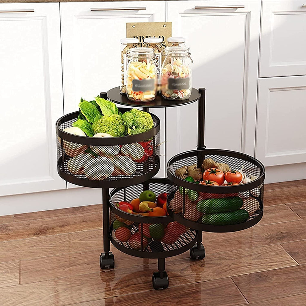 3 Tier Rotating Storage Trolley Black by JB Saeed Studio | Household ...