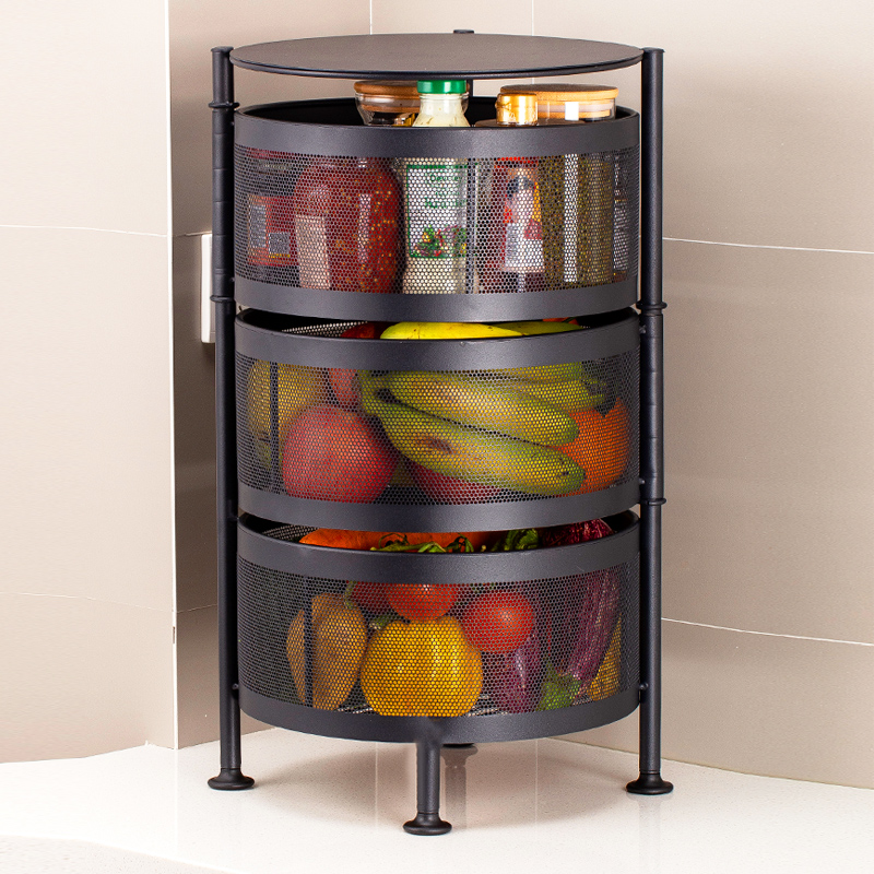 3 Tier Rotating Storage Trolley Black by JB Saeed Studio | Household ...